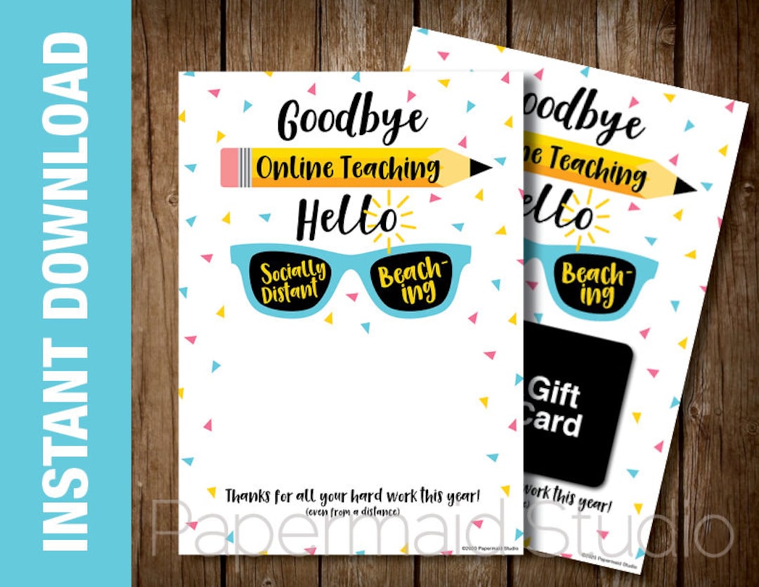 Last Day of School Teacher Thank You Card Printable - Teacher ...