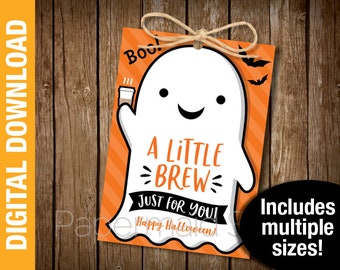 Halloween Gift Tag for Coffee Teacher Halloween Hang Tag - Etsy