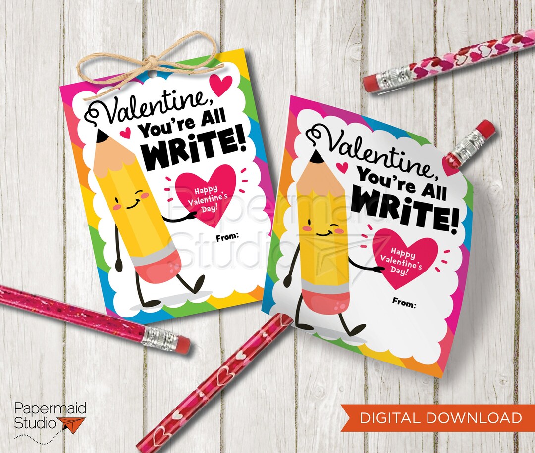 Valentine Pencil Tag Printable - Pencil Valentines Tag - You're All ...