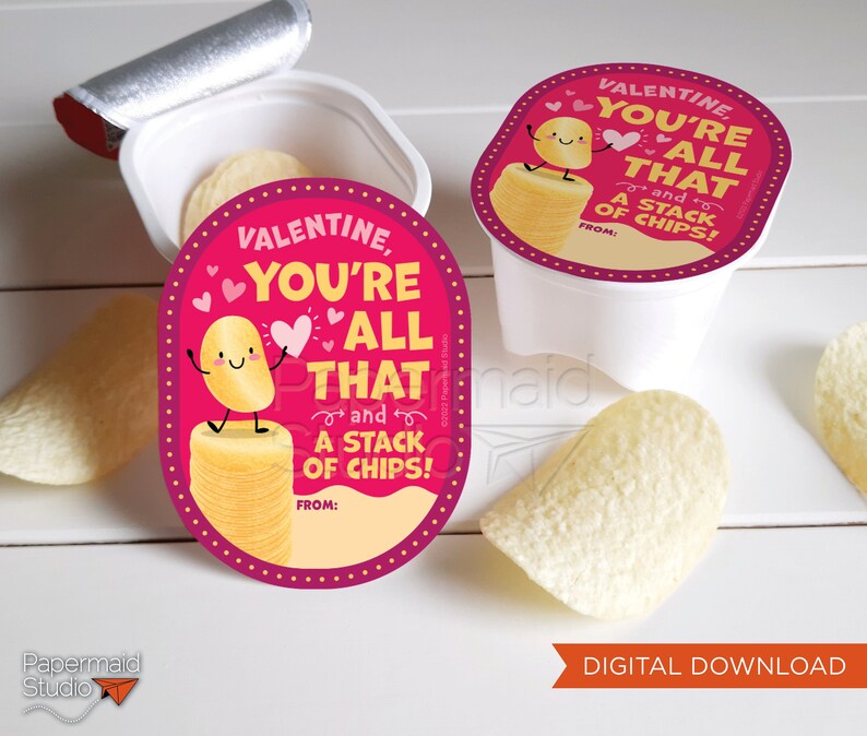 Valentine Chip Labels Printable Valentines for Snack Size - Etsy