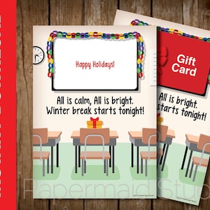 PRINTABLE Teacher Christmas Gift Card Holder -- Classroom Winter Break ...