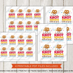 Teacher Appreciation Gift Pretzel Gift Tag Printable Staff Thank You ...