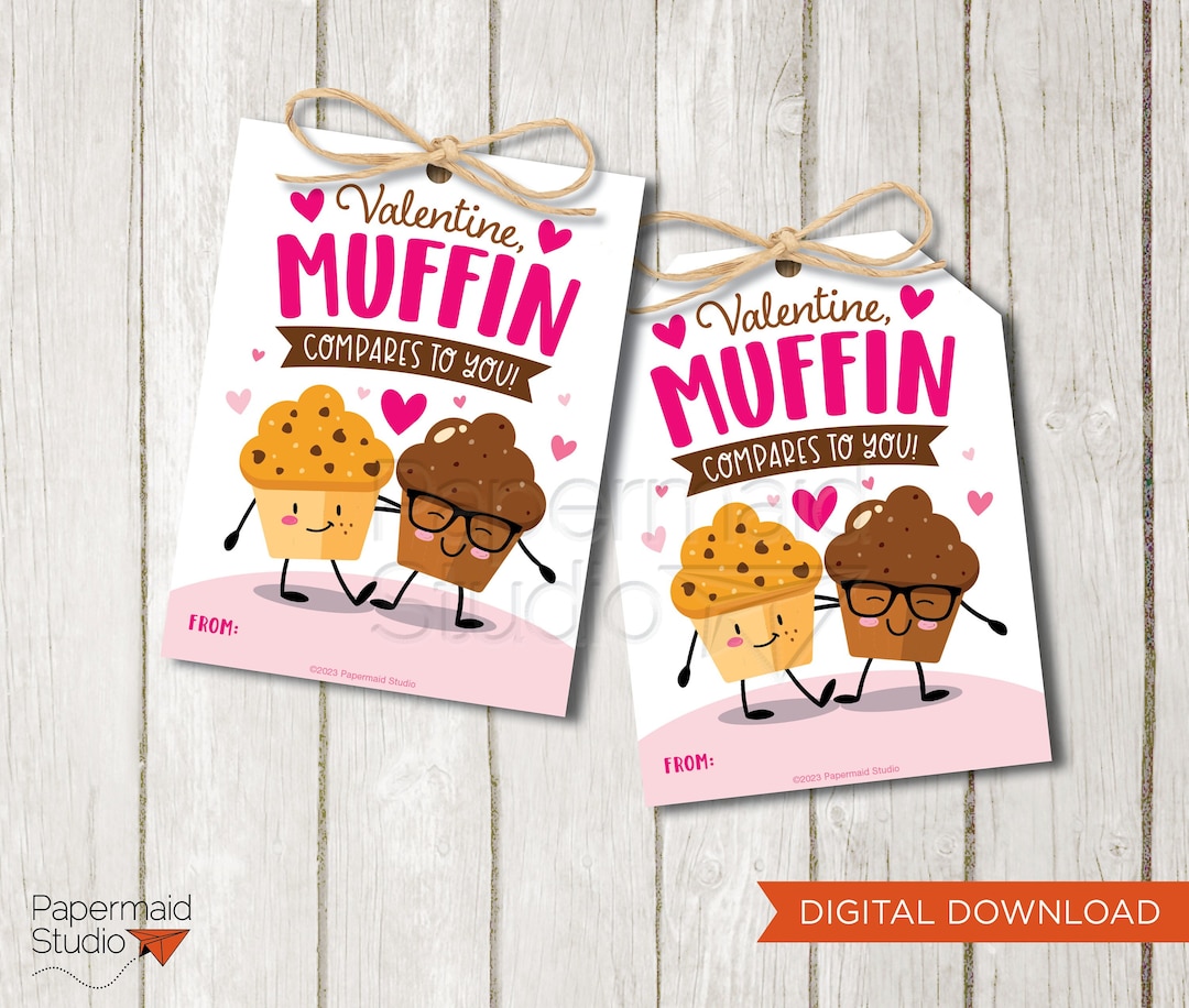 Valentine Muffin Tags - Printable Muffin Valentines Tag - Mini Muffins ...