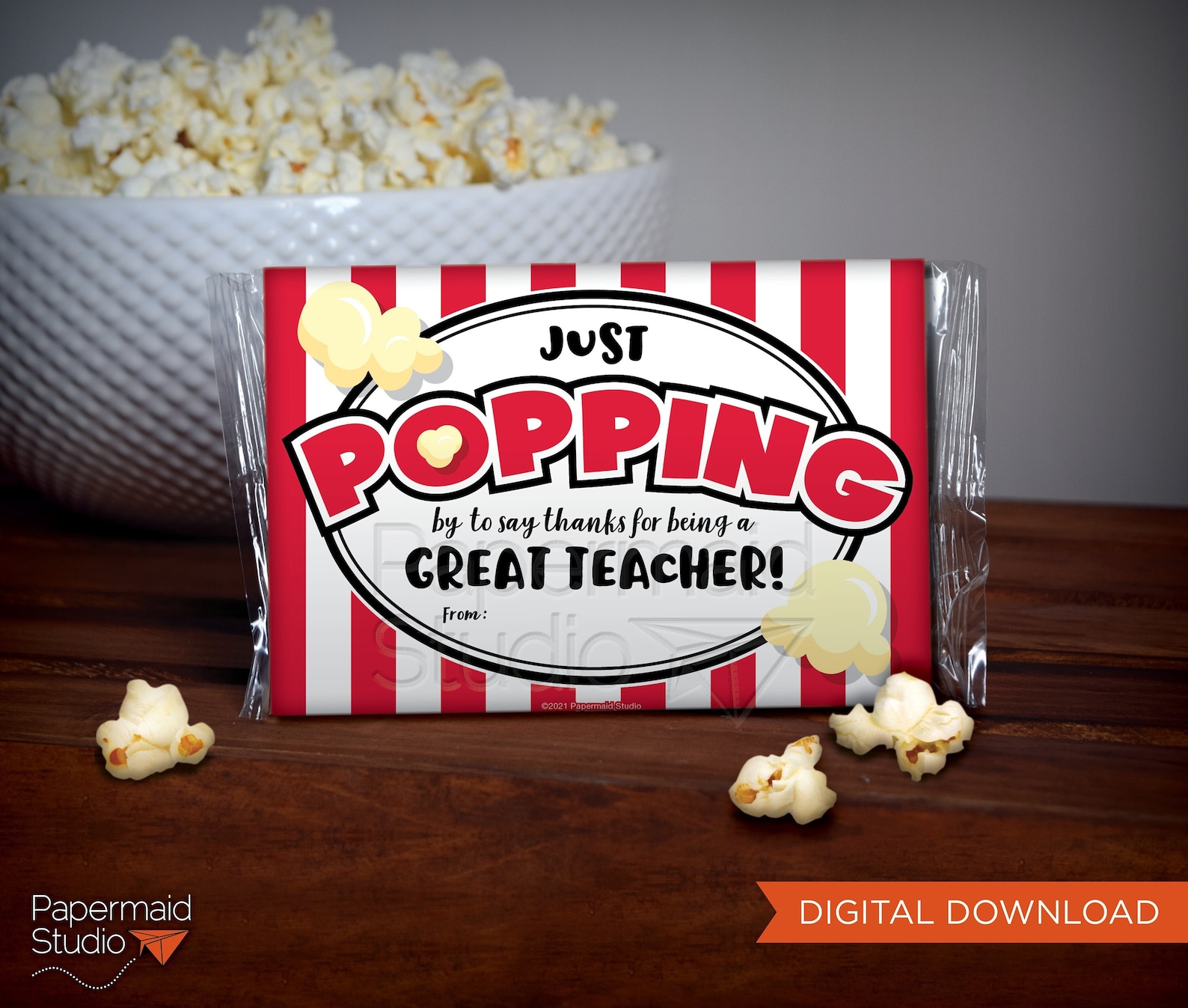 Teacher Appreciation Gift - Popcorn Teacher Appreciation Tag Wrap ...