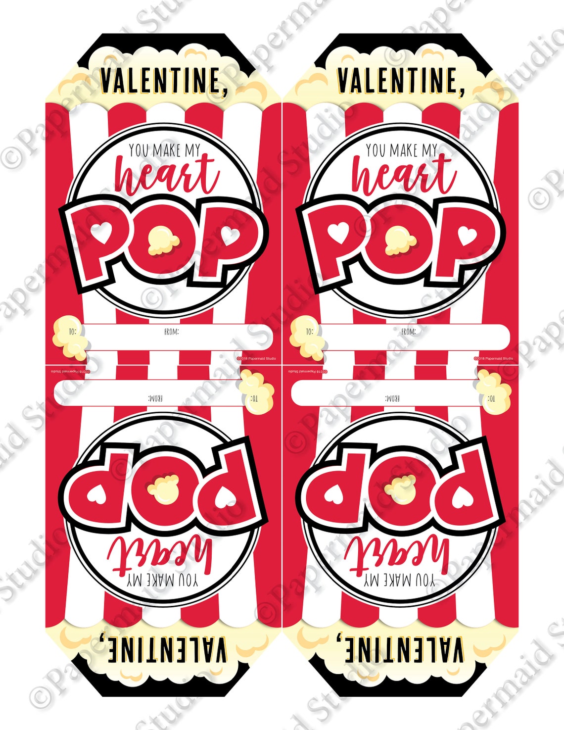 PRINTABLE Valentine Popcorn Hang Tag Teacher Student | Etsy