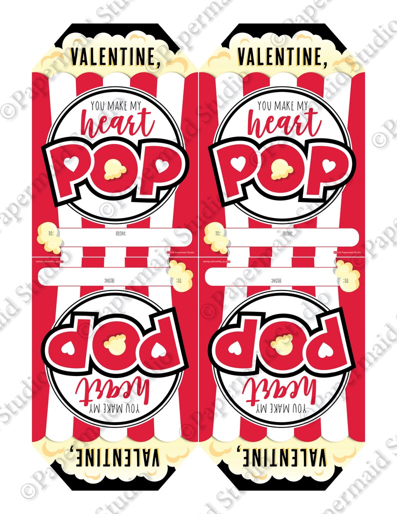 PRINTABLE Valentine Popcorn Hang Tag Teacher Student | Etsy