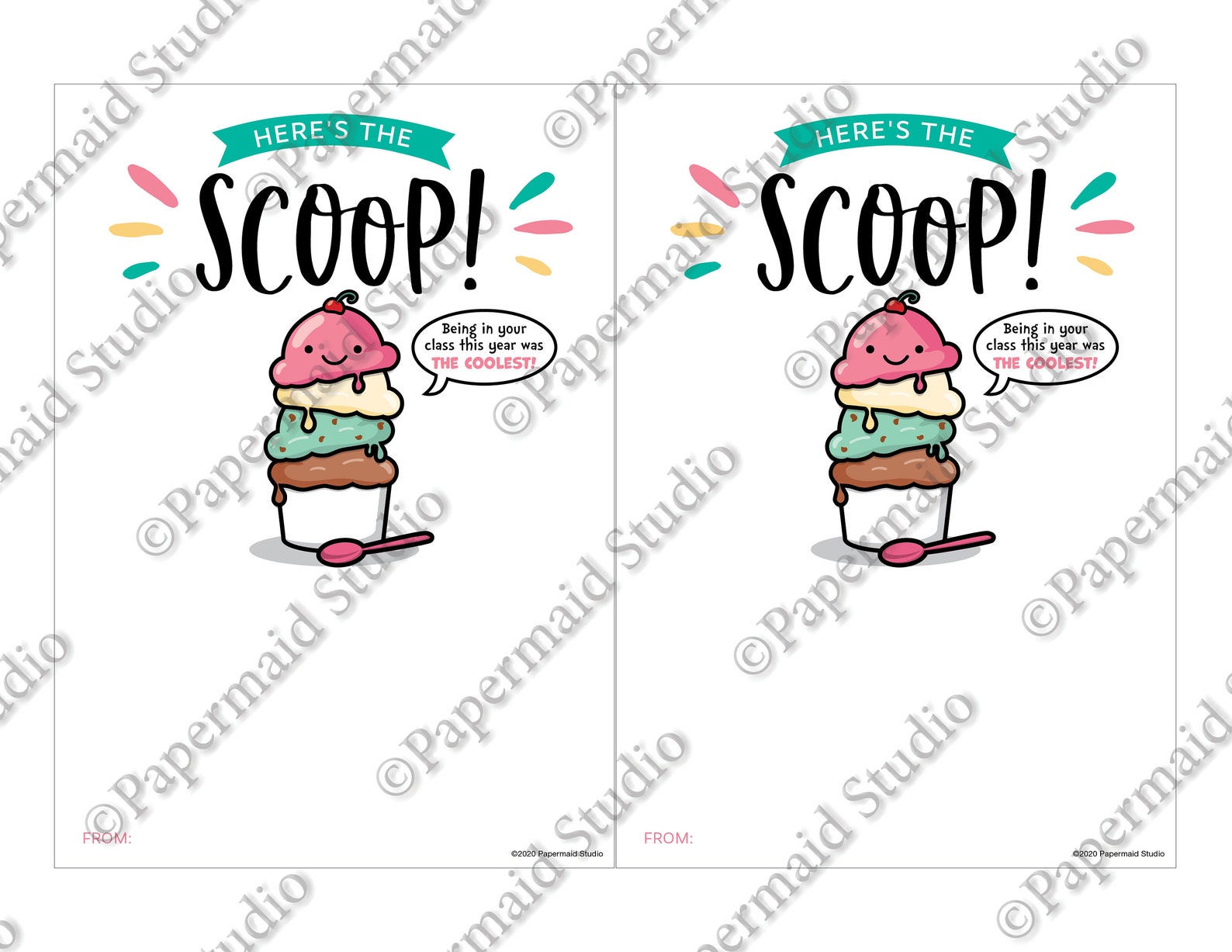 PRINTABLE Teacher Thank You Card Ice Cream Gift Card Holder - Etsy