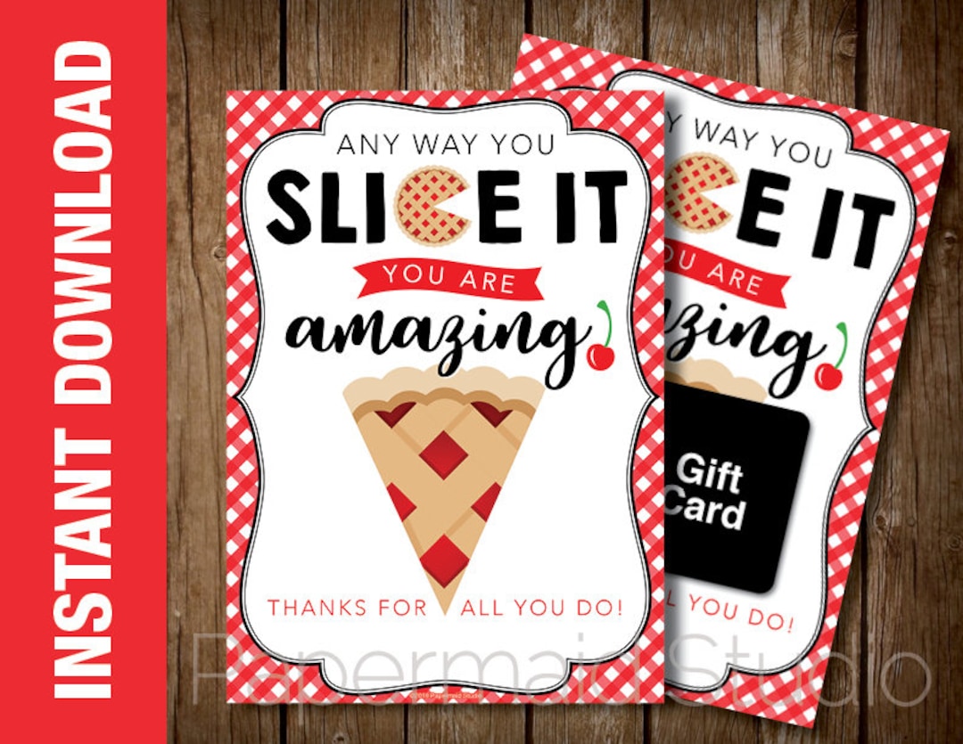 PRINTABLE Teacher Cherry Pie Gift Card Holder - Teacher Thank You Card ...