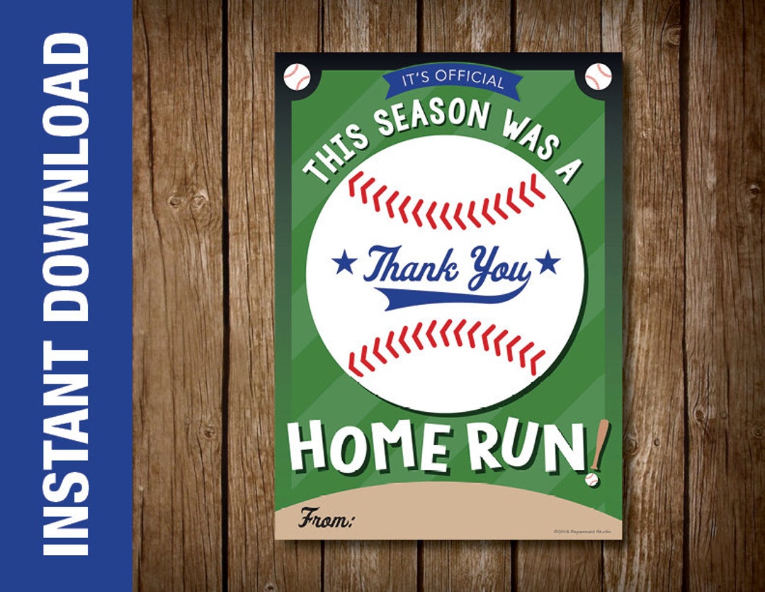PRINTABLE Baseball Coach Thank You Card -- Printable Baseball Coach ...