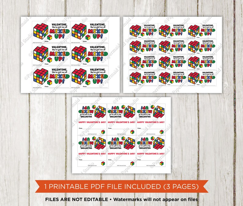 Puzzle Cube Valentine Bag Topper Printable - Valentine's Day Speed Cube ...