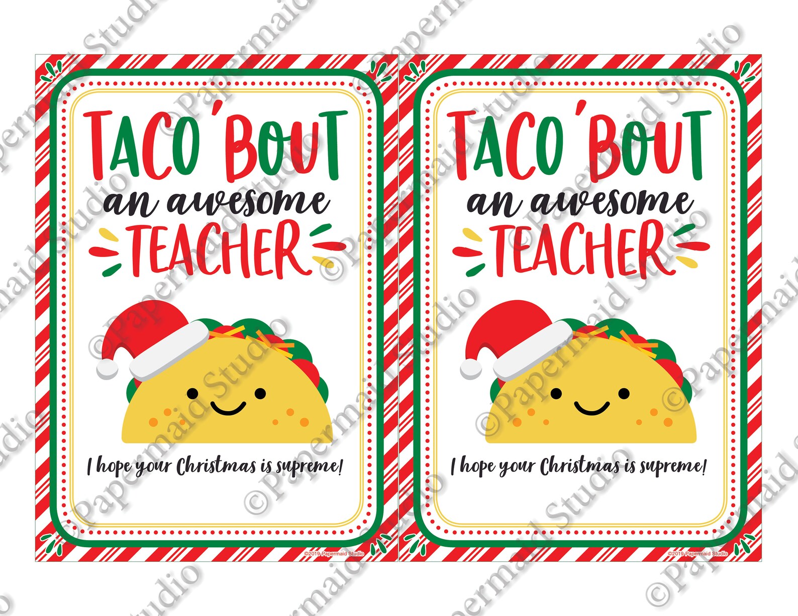 PRINTABLE Teacher Christmas Gift Card Holder - Taco Gift Card - Teacher ...