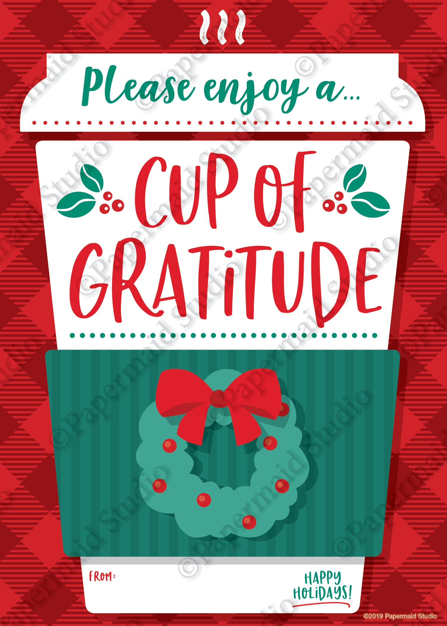 Christmas Coffee Gift Card Holder Printable Teacher Thank You - Etsy