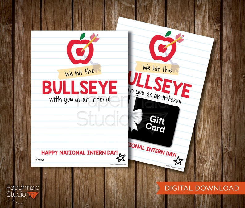 Intern Thank You Card Printable - National Intern Day Gift Card Holder ...