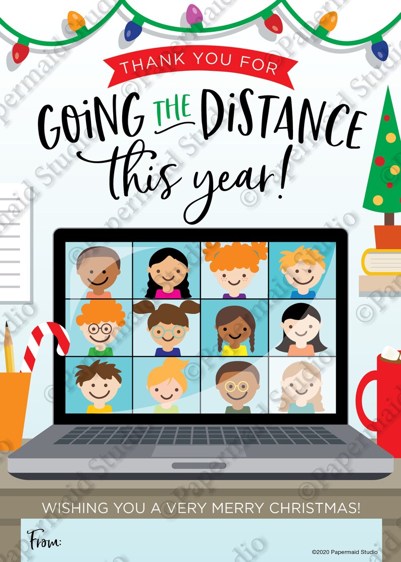 Virtual Teacher Christmas Gift Card Holder Printable | Etsy