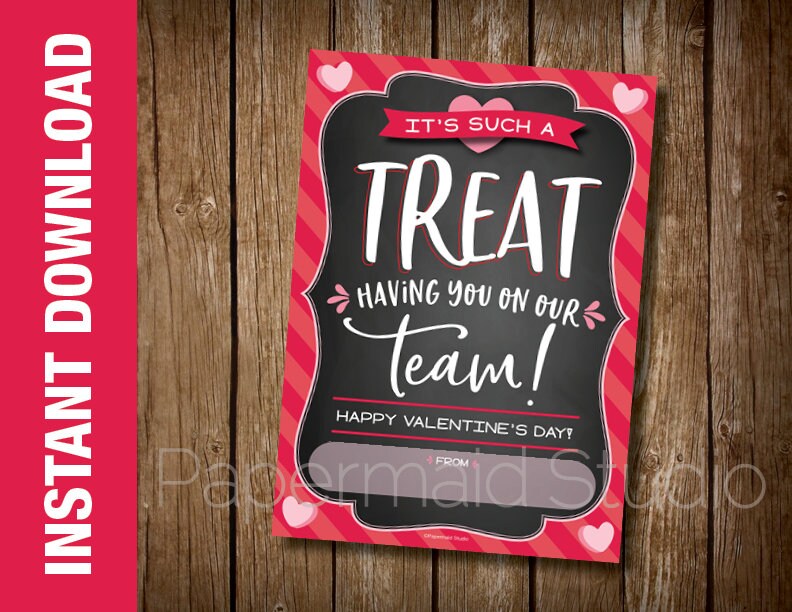 PRINTABLE Team Valentine Treat Card Editable pdf | Etsy