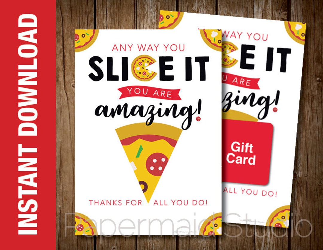 PRINTABLE Teacher Thank You Card - Pizza Gift Card Holder for Teacher ...