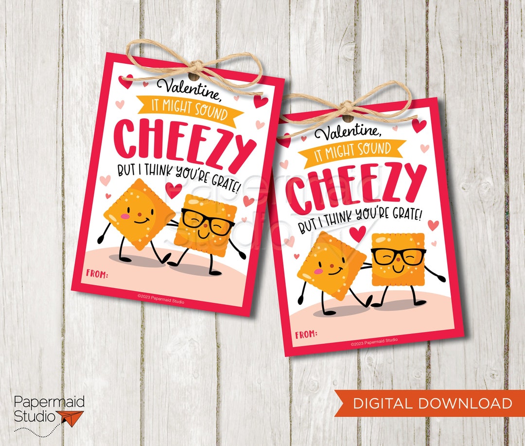 Valentine Cheese Cracker Tags Printable Cheese Cracker - Etsy