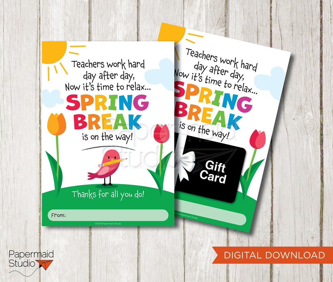 Teacher Spring Break Card - Teacher Easter Break Gift Card Holder ...