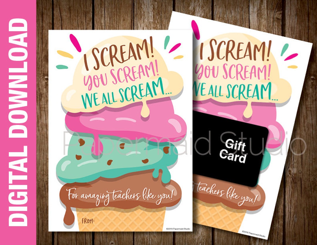 Teacher Appreciation Gift - Ice Cream Gift Card Holder - Appreciation ...
