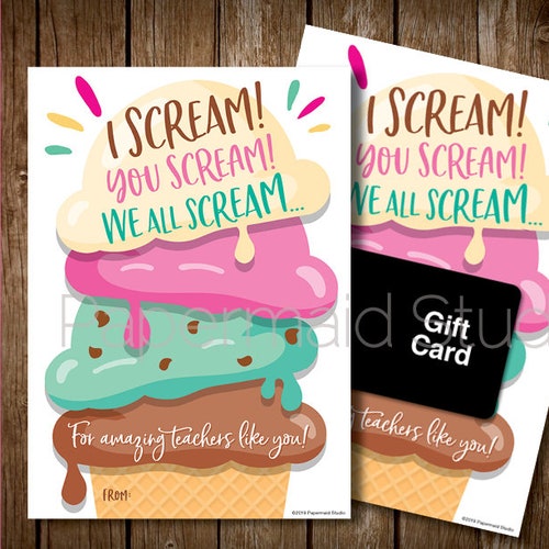 Teacher Appreciation Gift Ice Cream Gift Card Holder - Etsy