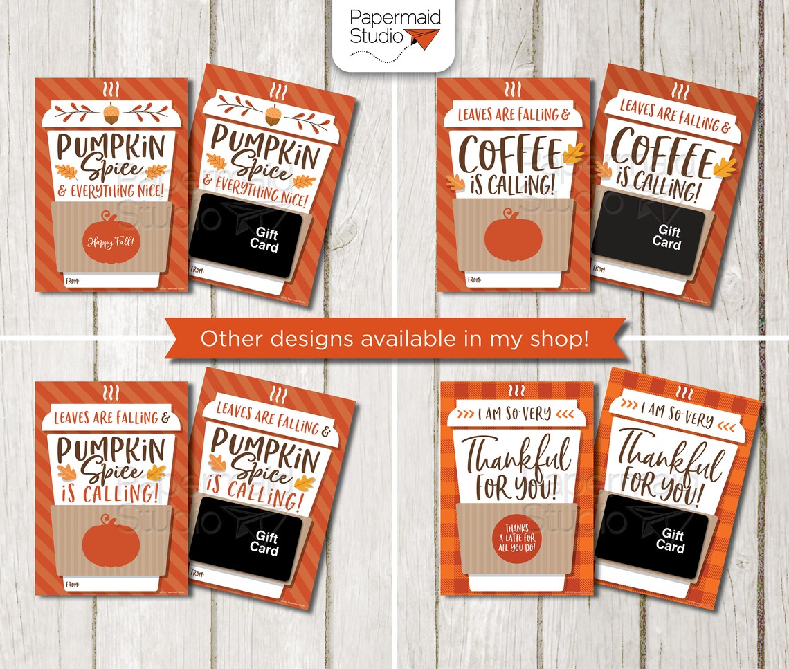 PRINTABLE Thanksgiving Coffee Gift Card Holder Teacher - Etsy