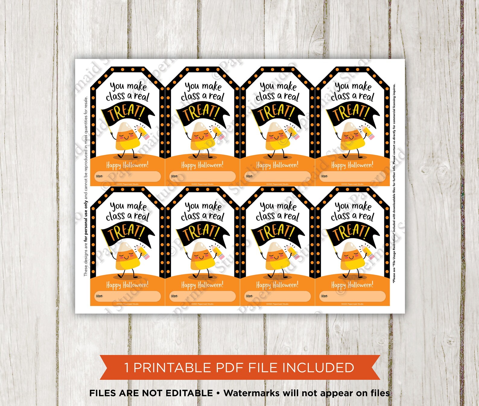 Halloween Student Gift Tag Printable Class Halloween Gift - Etsy