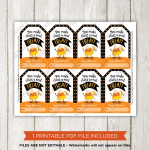 Halloween Student Gift Tag Printable - Class Halloween Gift Tag - Candy ...