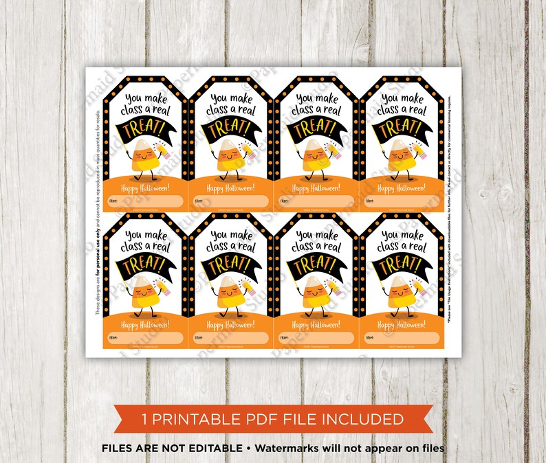 Halloween Student Gift Tag Printable Class Halloween Gift - Etsy