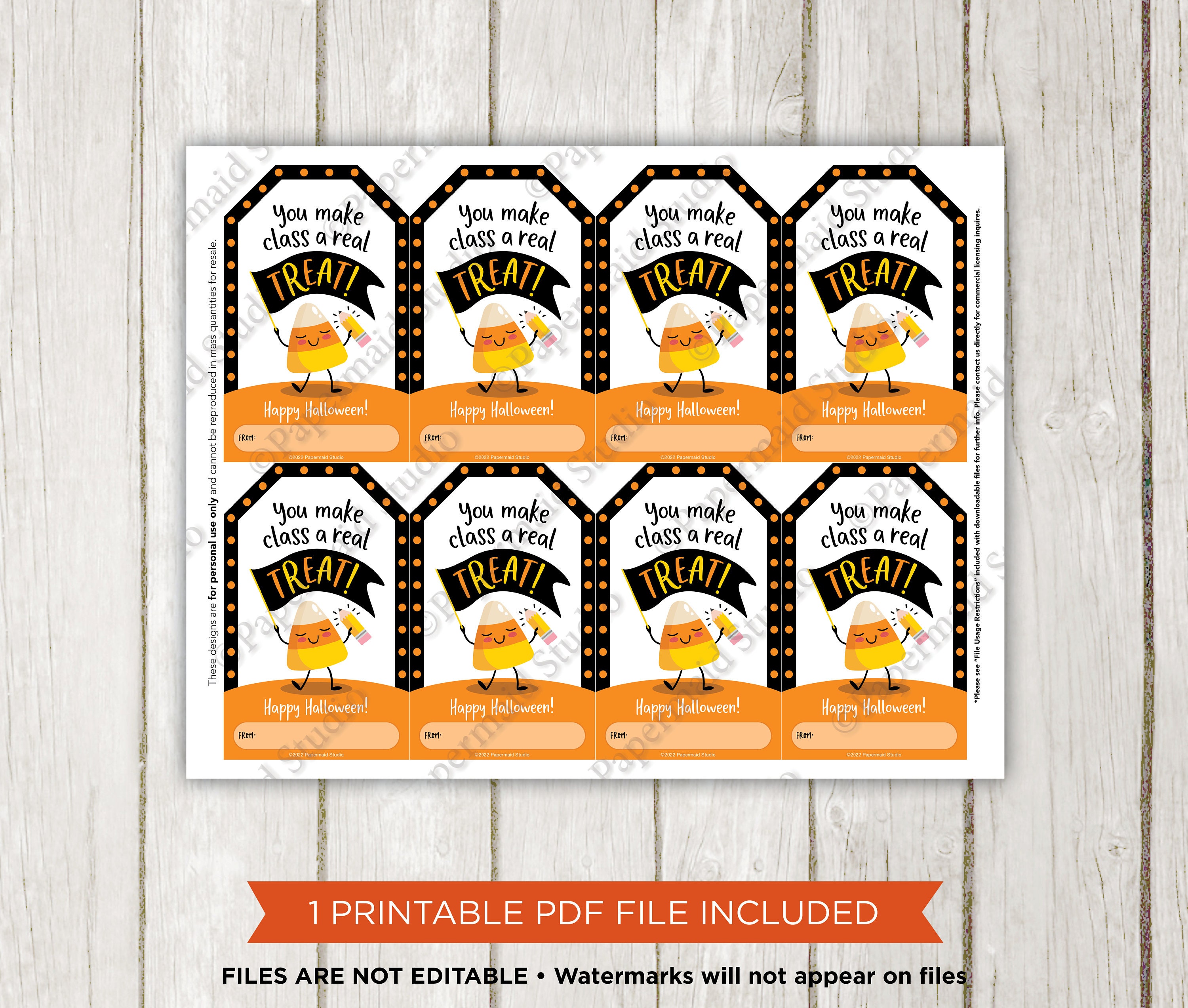 Halloween Student Gift Tag Printable - Class Halloween Gift Tag - Candy ...