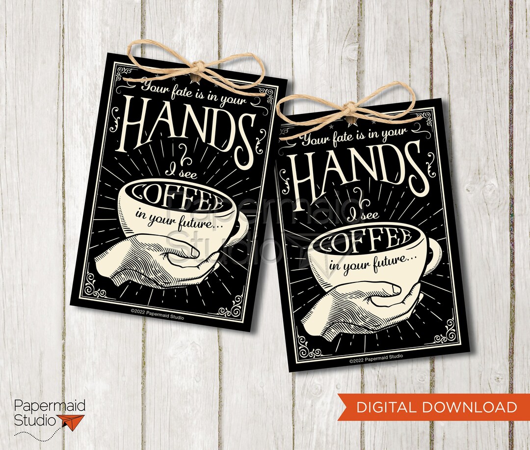 Halloween Gift Tag for Coffee Printable - Fortune Teller Coffee Card ...