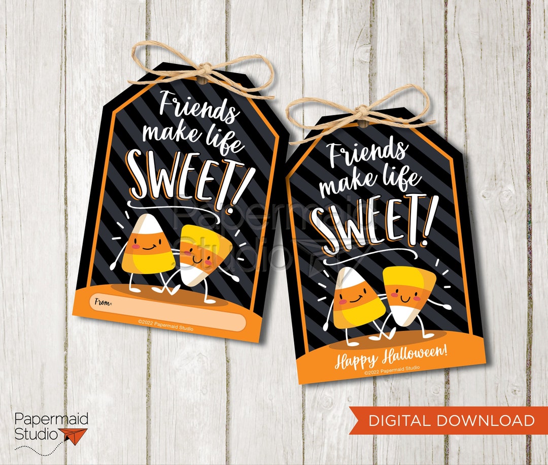 Halloween Gift Tag Printable - Friend Halloween Candy Tag - Candy Corn ...