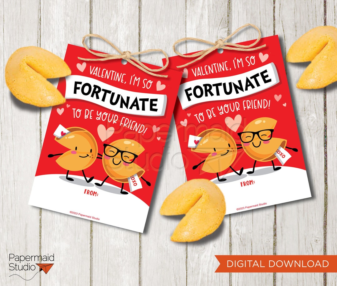 Valentine Fortune Cookie Tags Printable - Fortune Cookie Valentines ...