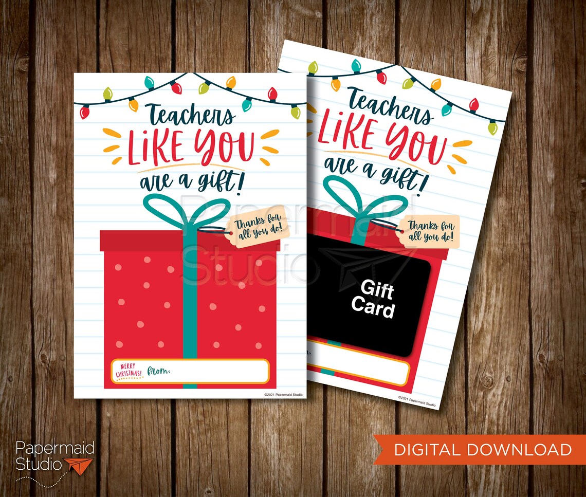 Teacher Christmas Gift Card Holder Printable Virtual - Etsy