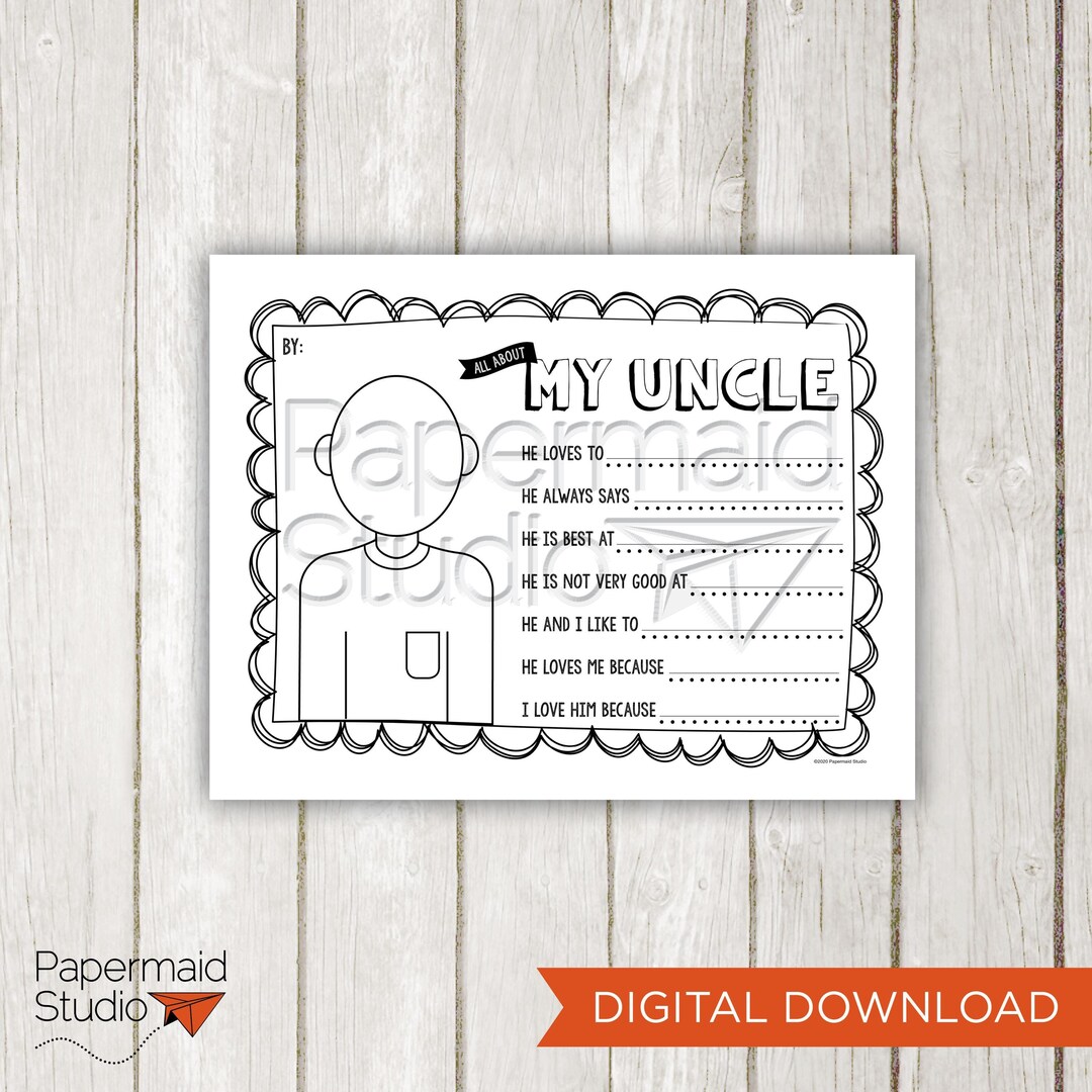 All About My Uncle Printable Questionnaire - Uncle Birthday Card ...