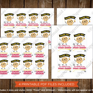 Smart Cookie Printable Tags - Teacher Appreciation Snack Size Cookie ...