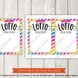 Thanks a Lotto Card Printable - Teacher Appreciation Lotto - Lottery ...