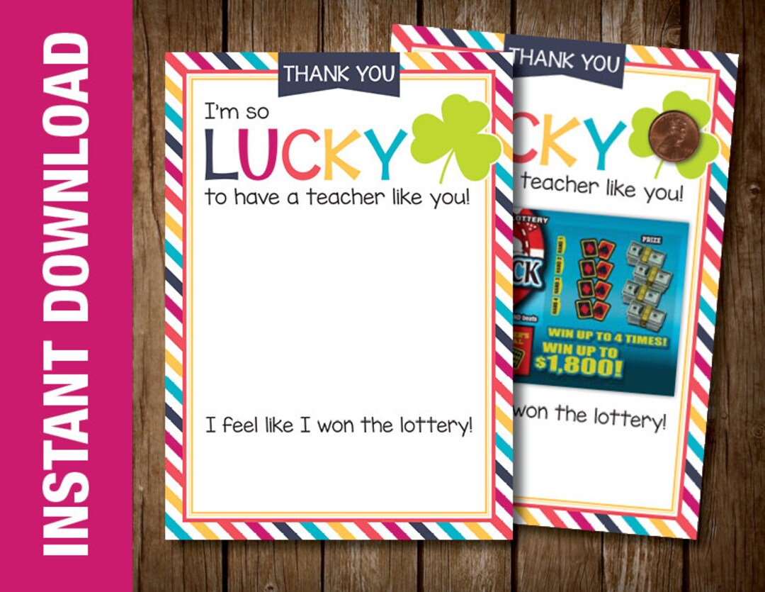 PRINTABLE Lottery Ticket Lucky Penny Gift Card Teacher Thank You -- 5 X ...