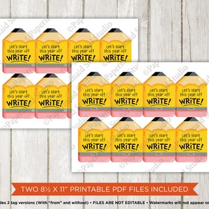 Start This Year off Write Tag Printable - First Day of School Pencil ...
