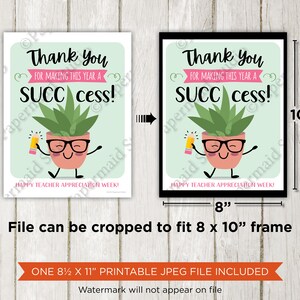 Teacher Appreciation Sign Printable - Teacher Appreciation Succulent ...