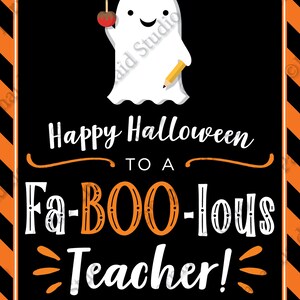 Teacher Halloween Card - Halloween Teacher Gift Tag - Happy Halloween ...