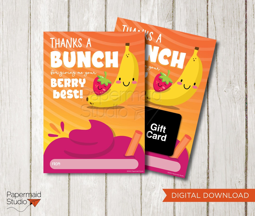 Teacher Appreciation Gift - Smoothie Gift Card Holder Printable - Juice ...