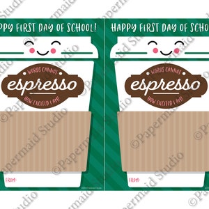 PRINTABLE Back to School Coffee Teacher Gift Card Holder - First Day of ...