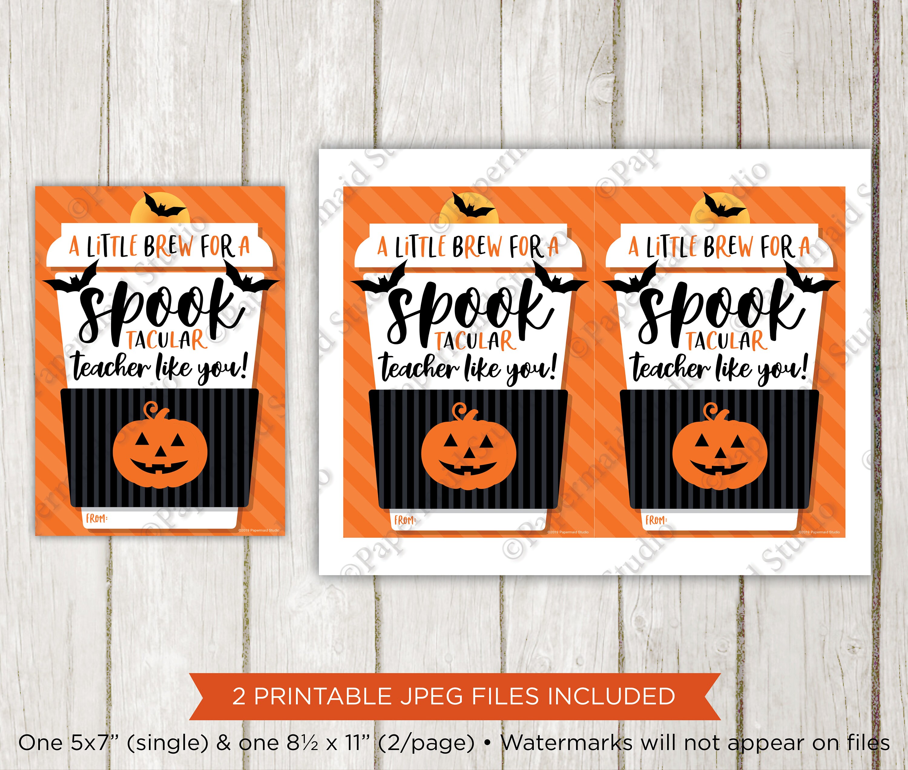 Teacher Halloween Gift Card Holder for Coffee Printable Fall - Etsy