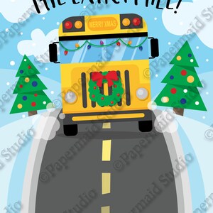 PRINTABLE Bus Driver Christmas Card Thank You -- Printable Bus Driver ...