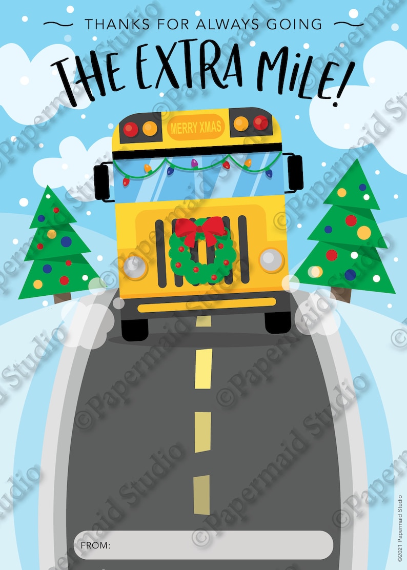 PRINTABLE Bus Driver Christmas Card Thank You Printable Bus - Etsy
