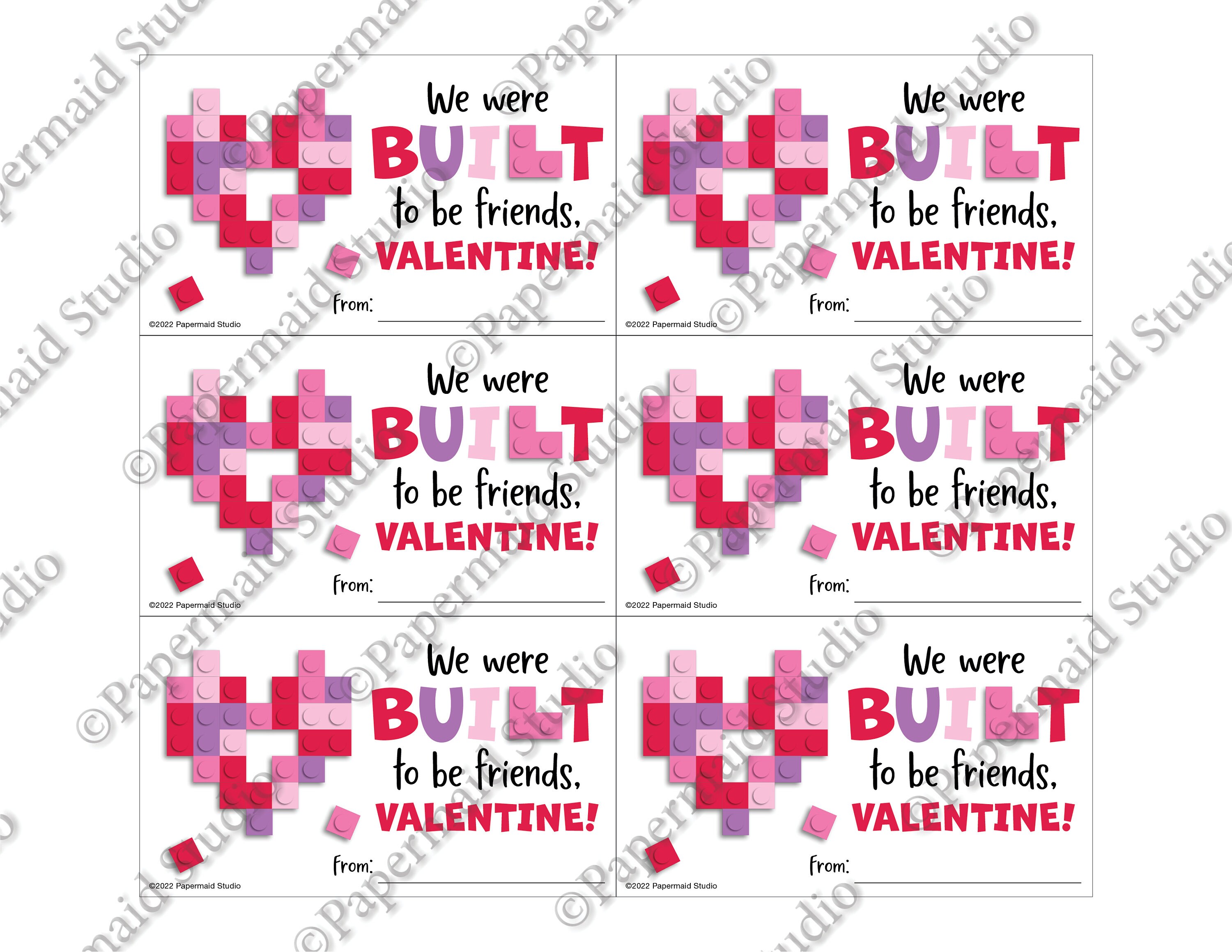 PRINTABLE Valentine Building Blocks Bag Topper | Etsy