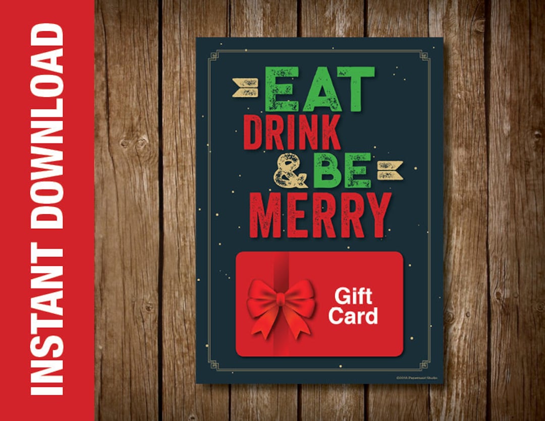 PRINTABLE Food and Drink Christmas Card -- Restaurant Holiday Card ...