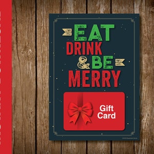 PRINTABLE Food and Drink Christmas Card -- Restaurant Holiday Card ...