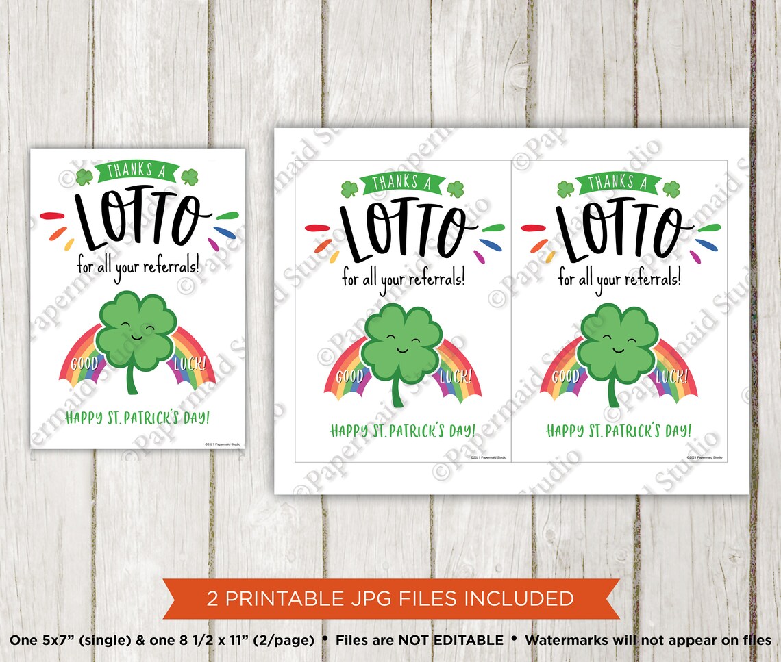 St. Patrick's Day Referral Thank You Card Printable - Etsy