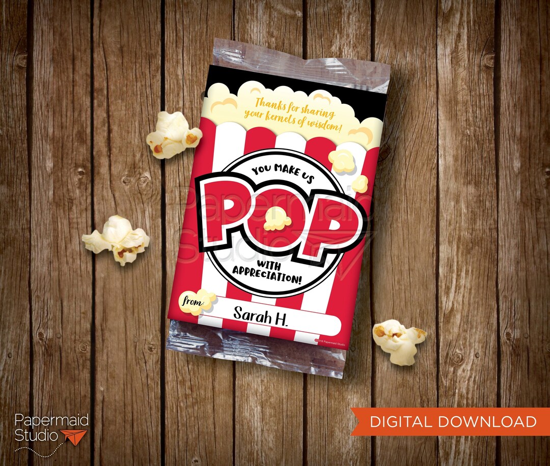 Teacher Appreciation Gift - Popcorn Teacher Appreciation Tag Wrap ...